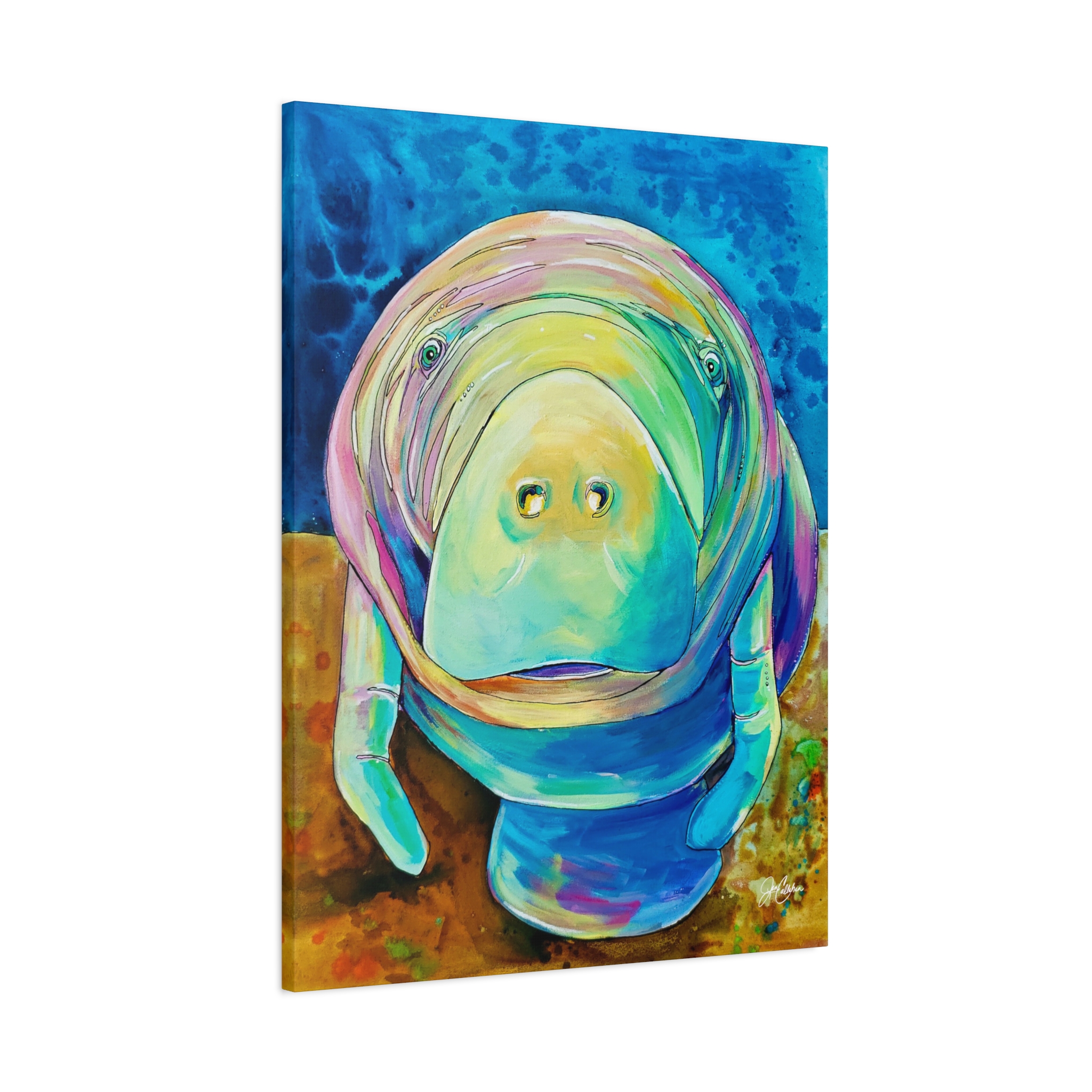 Jen Callahan Art | Chunky Manatee Canvas Wall Art — Beach House River ...