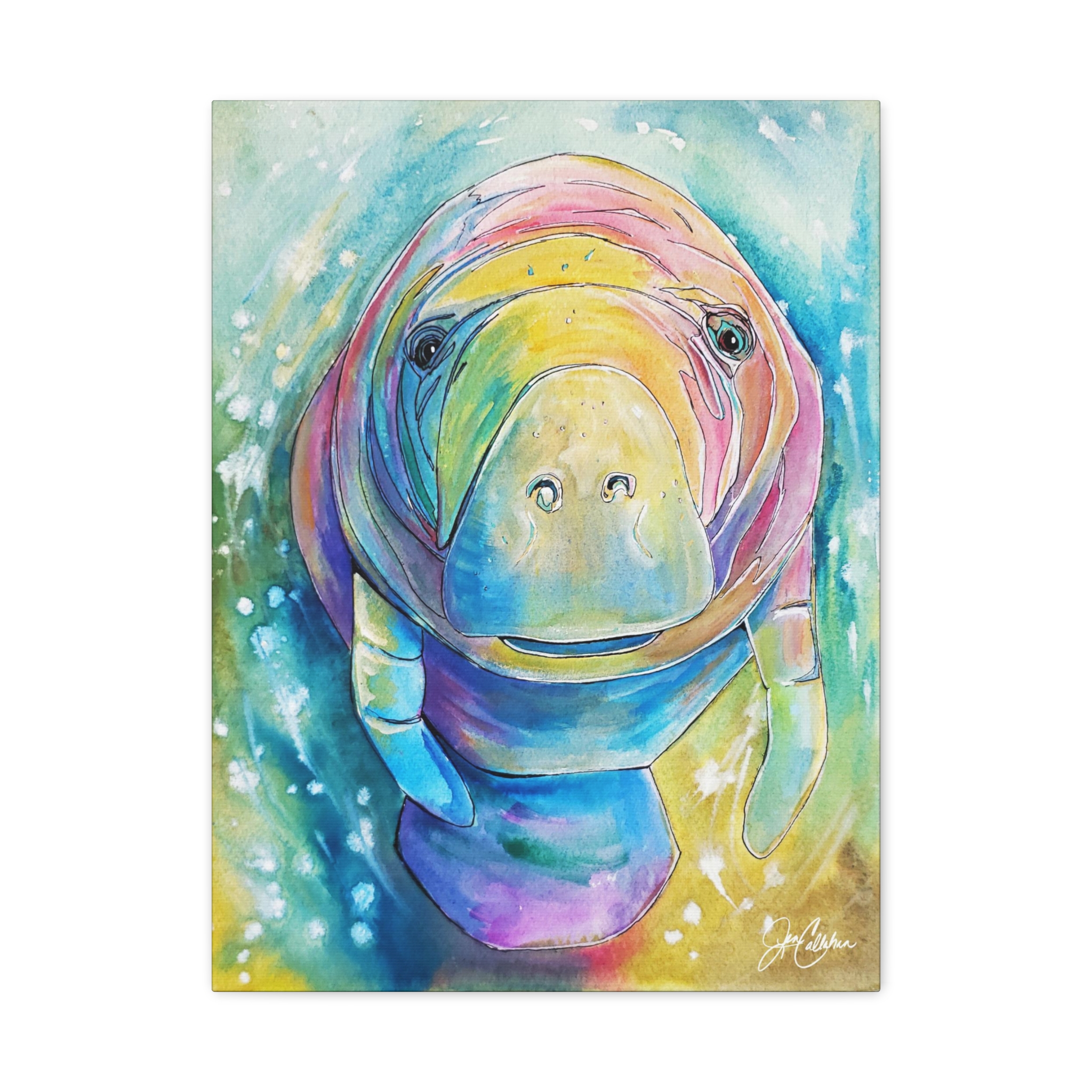Jen Callahan Art | Pastel Manatee Ocean Canvas Wall Art — Jen Callahan ...