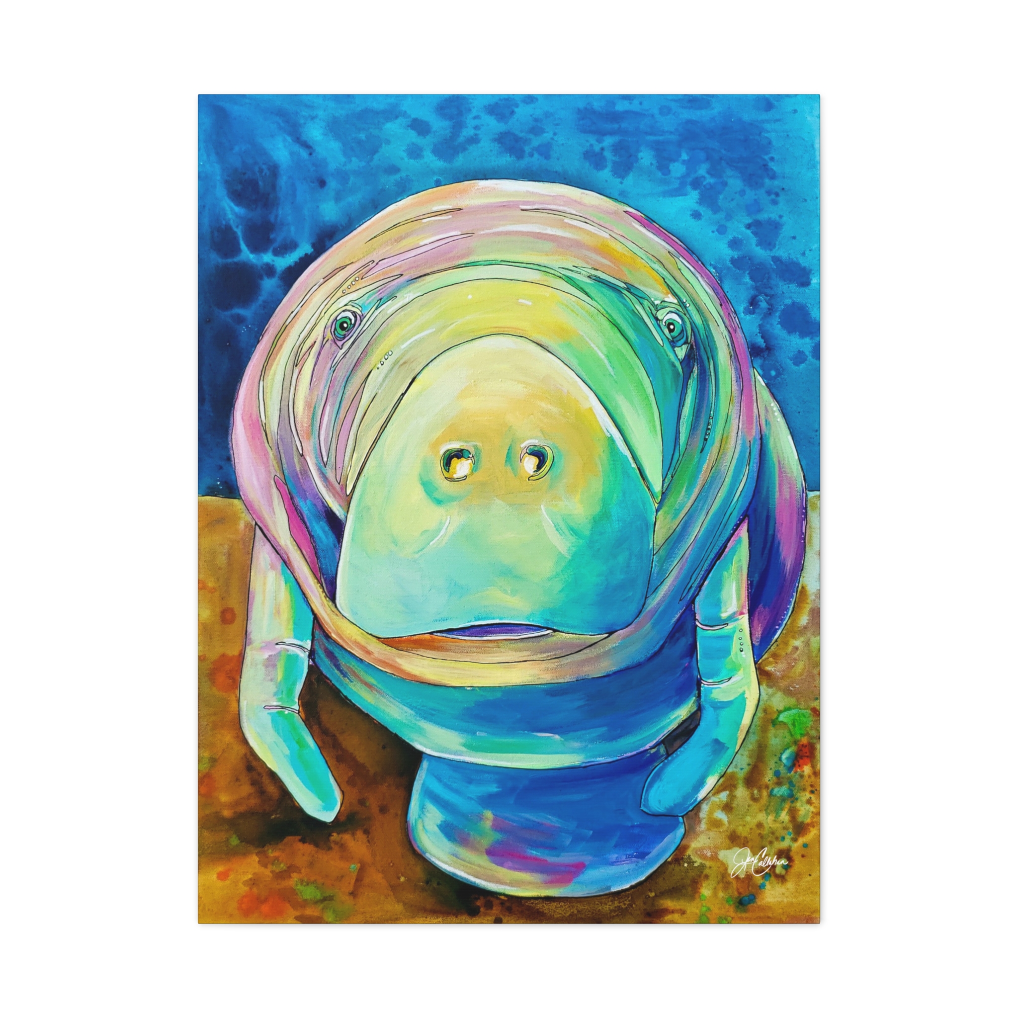 Jen Callahan Art | Chunky Manatee Canvas Wall Art — Beach House River ...