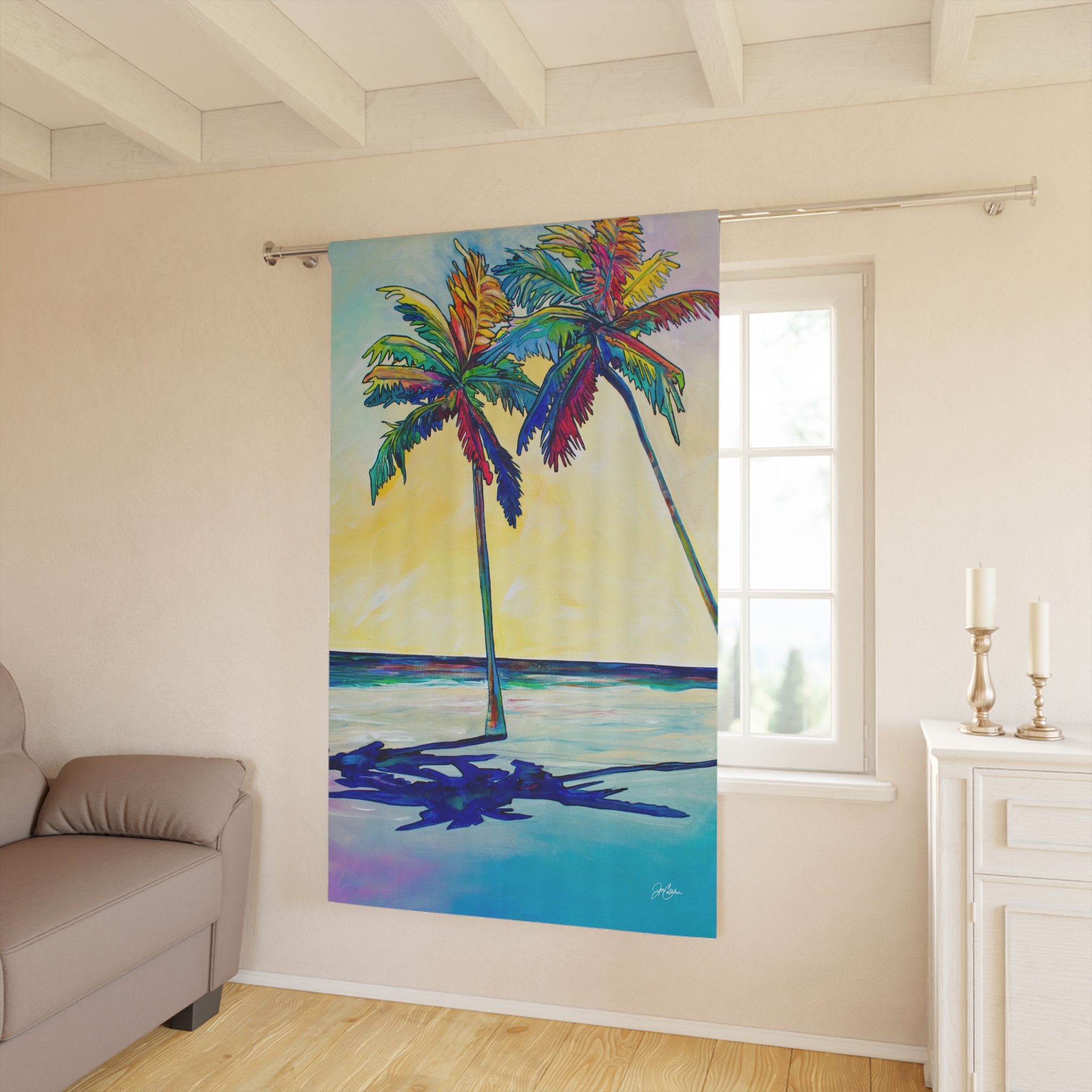 NEW💥Window Curtain Panels made with Jen Callahan’s Painting 🌴 “LAZY ...