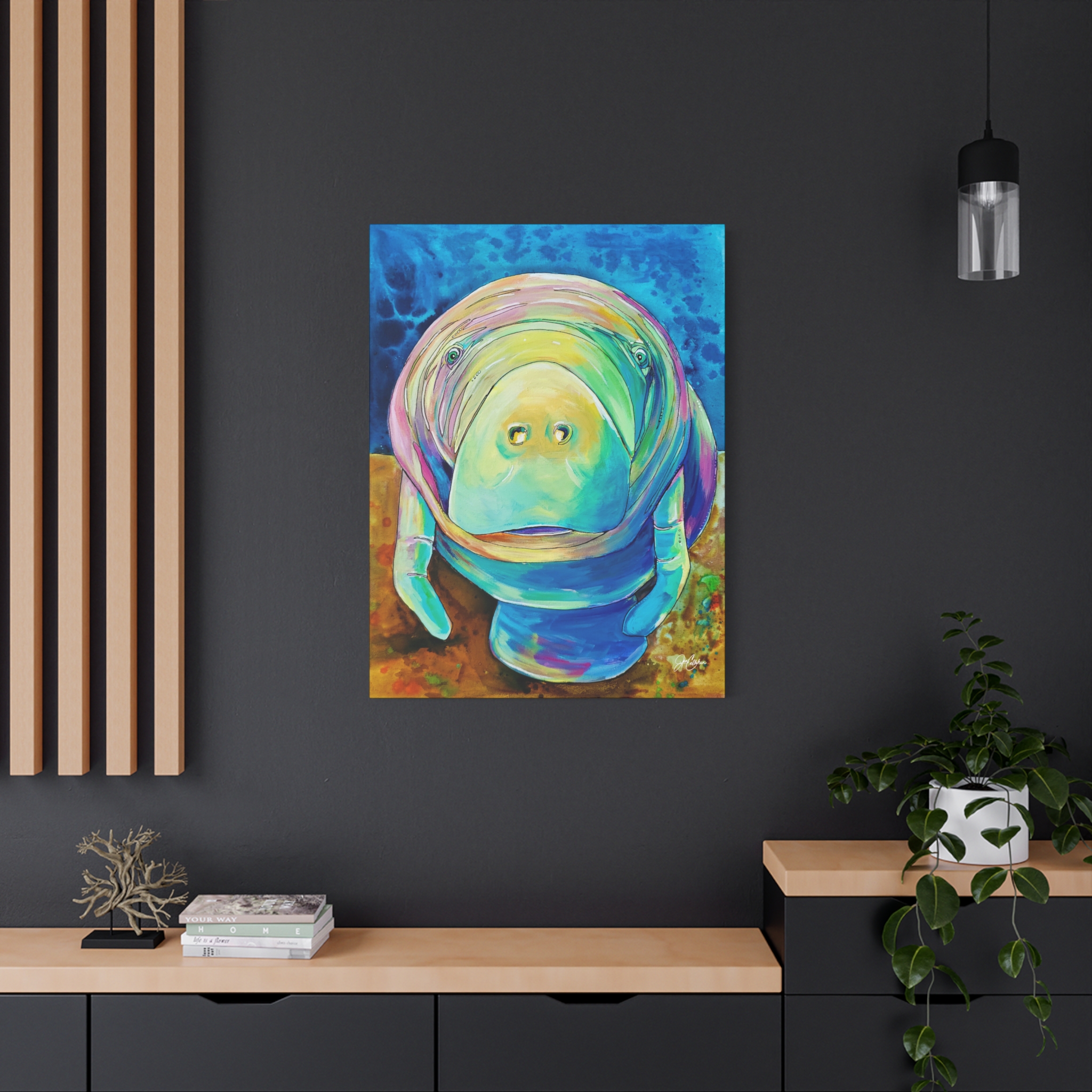 Jen Callahan Art | Chunky Manatee Canvas Wall Art — Beach House River ...
