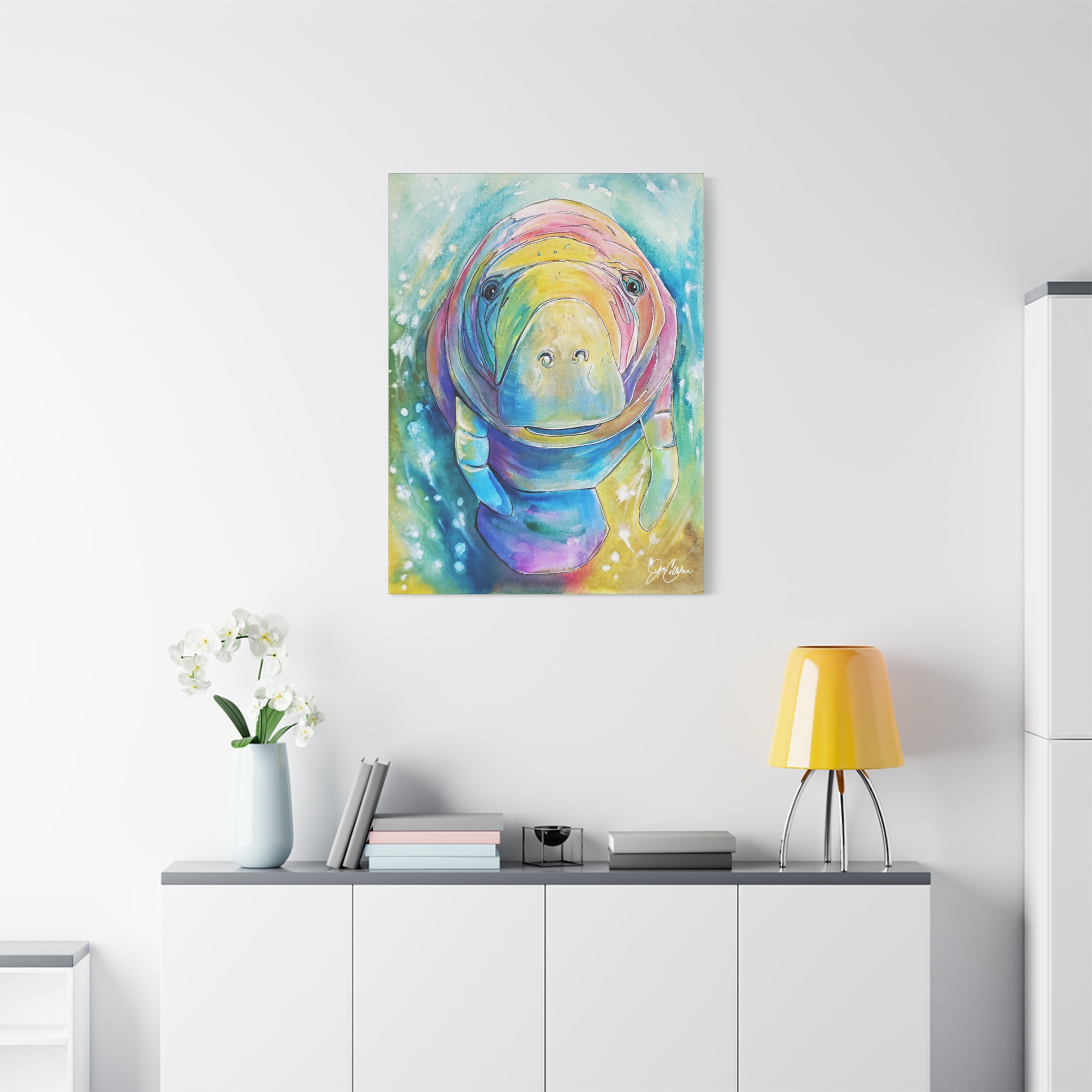 Jen Callahan Art | Pastel Manatee Ocean Canvas Wall Art — Jen Callahan ...