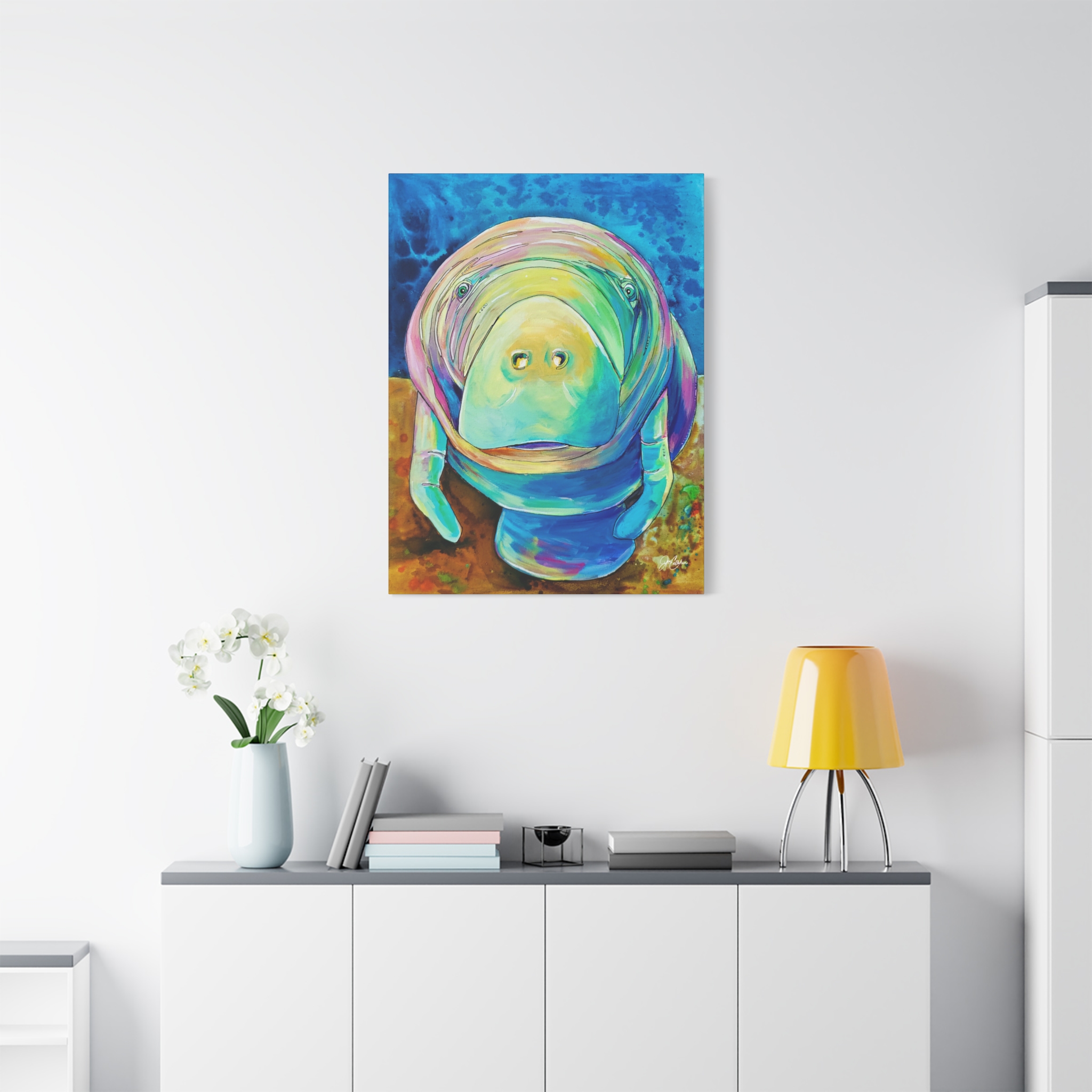 Jen Callahan Art | Chunky Manatee Canvas Wall Art — Beach House River ...